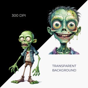 Goofy Zombie Clipart Instant Download PNG, Junk Journal Graphics ...