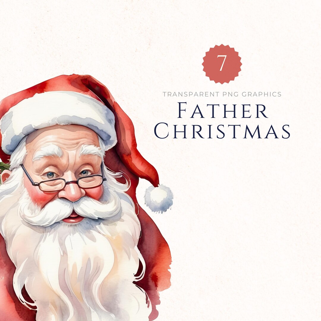 Father Christmas Clip Art, Instant Download PNG, Holiday Xmas Santa ...