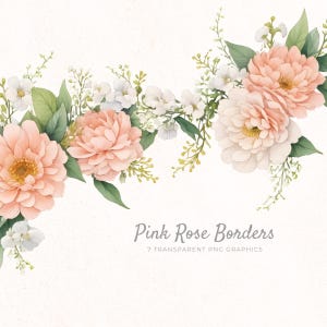 Flower Border Clipart Bundle, Floral Paper Crafting, Cardmaking Supply ...