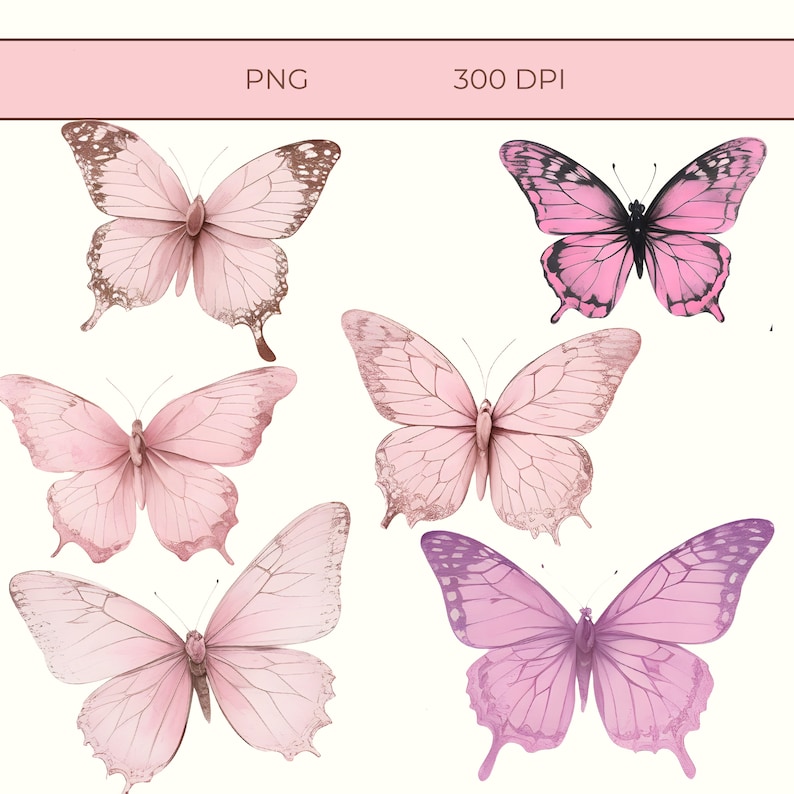Pink Butterfly Clipart, Beautiful Watercolor Butterflies, Spring ...