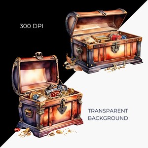 Treasure Chest Clipart Set, Pirate Chest Graphics, Digital Download PNG ...