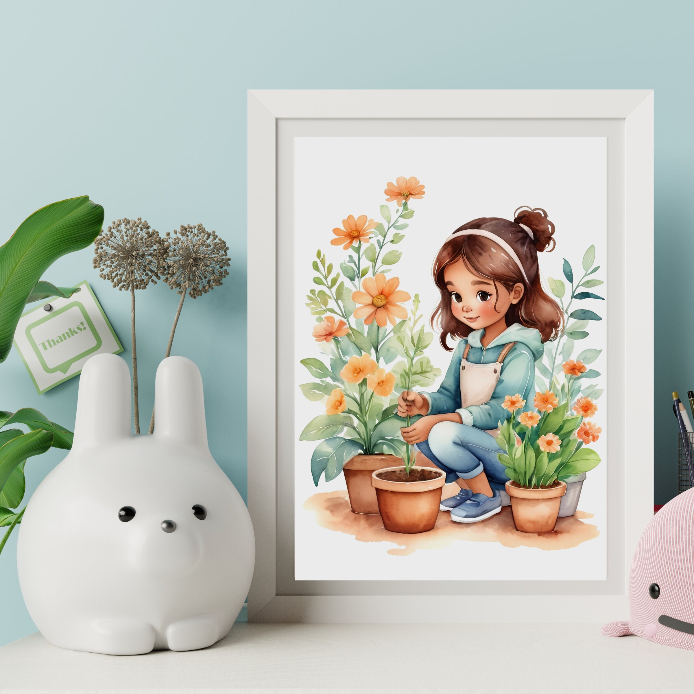 Cute Watercolor Children Clipart, Girls in Nature PNG, Instant Download ...