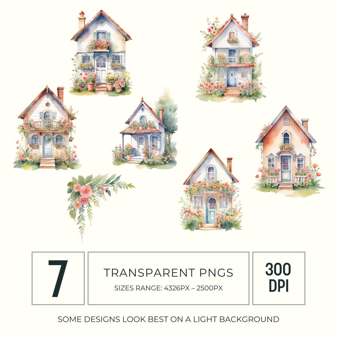 Cute Cottage Core Playhouse Clipart, Watercolor Digital Download ...