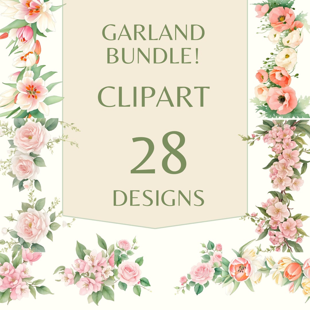 Flower Border Clipart Bundle, Floral Border Set, Instant Download ...