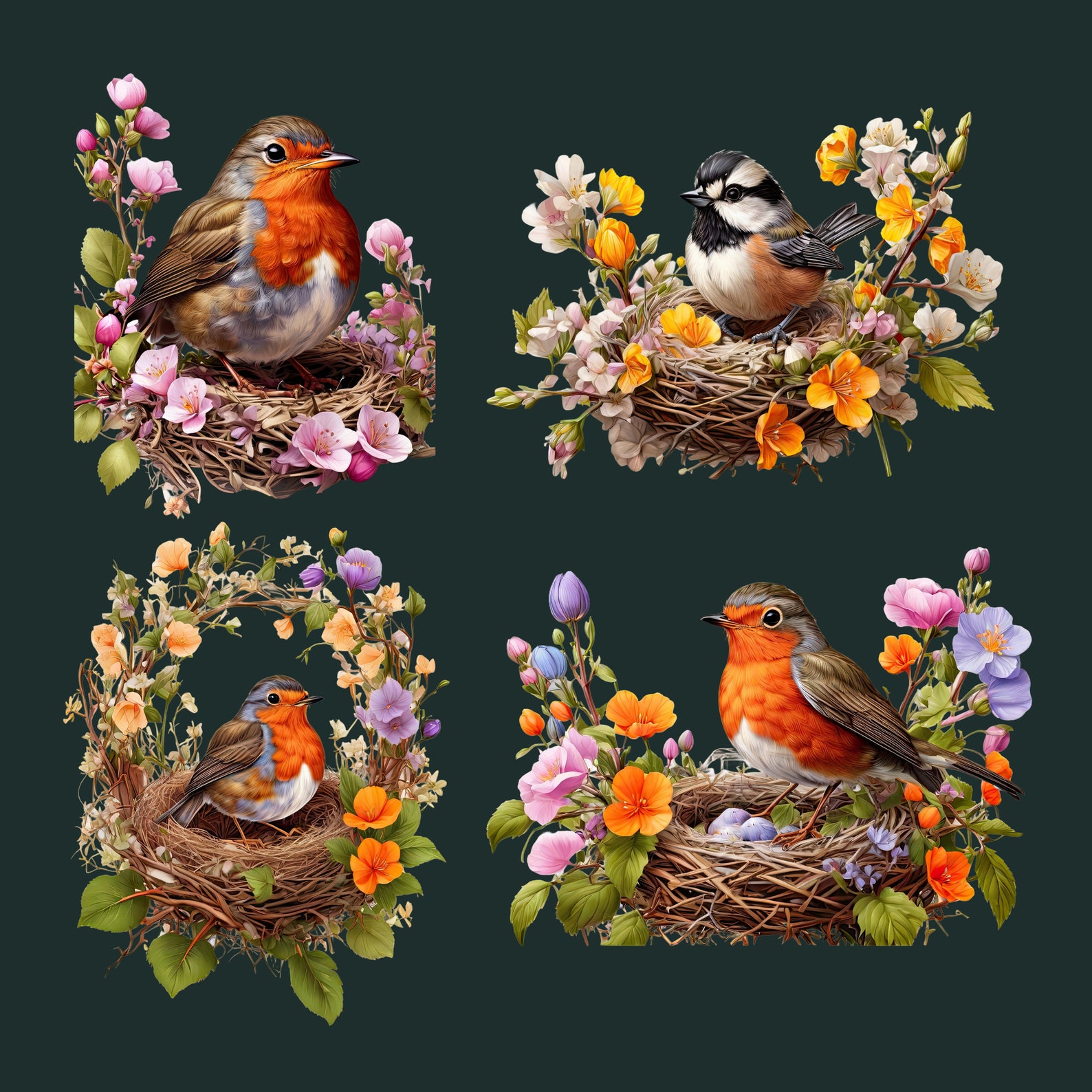 Spring Birds Nest Clipart, Sparrows and Tit Clip Art, Bird Lovers ...