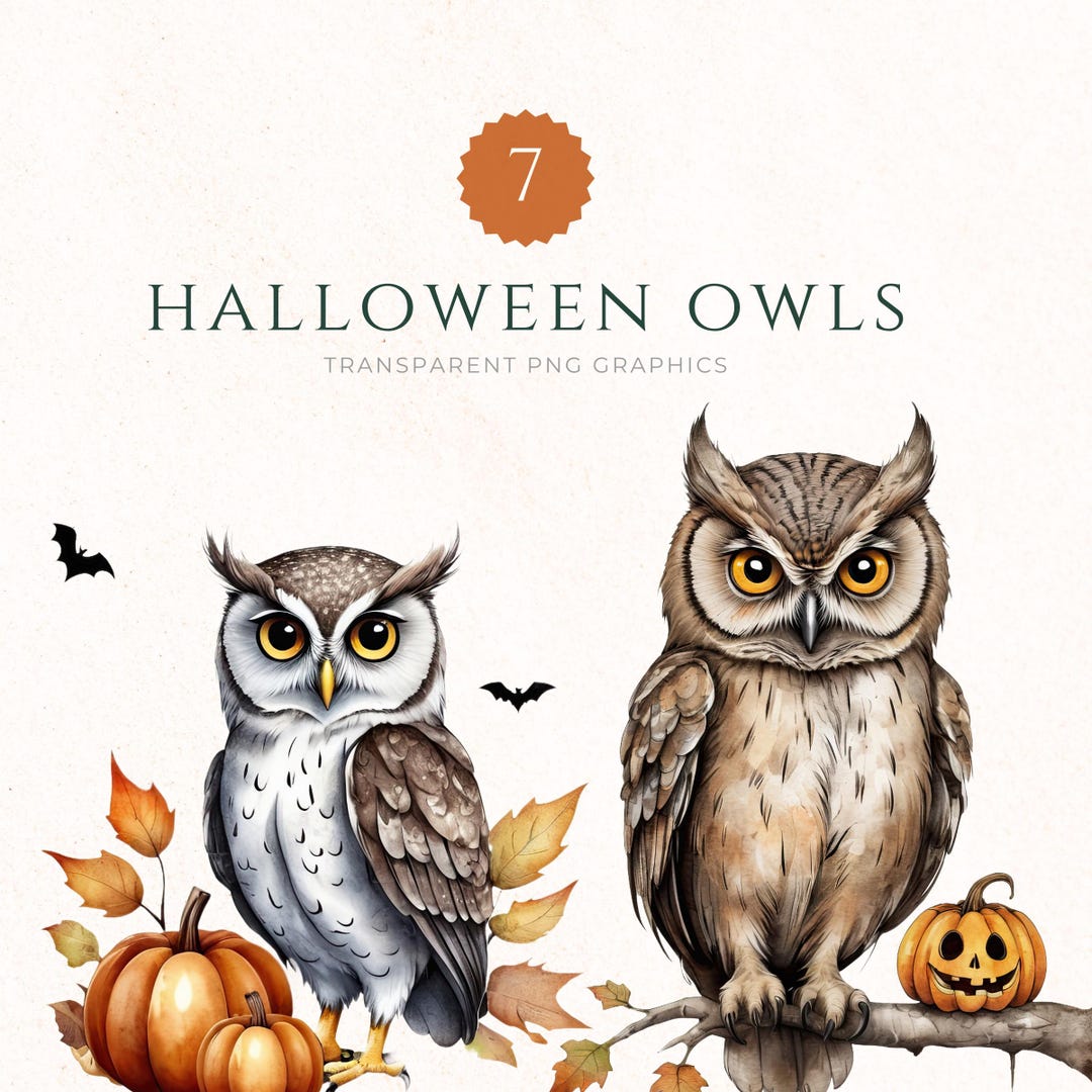 Halloween Owl Clipart PNG, Spooky Graphics for Scrapbooking, Cardmaking ...