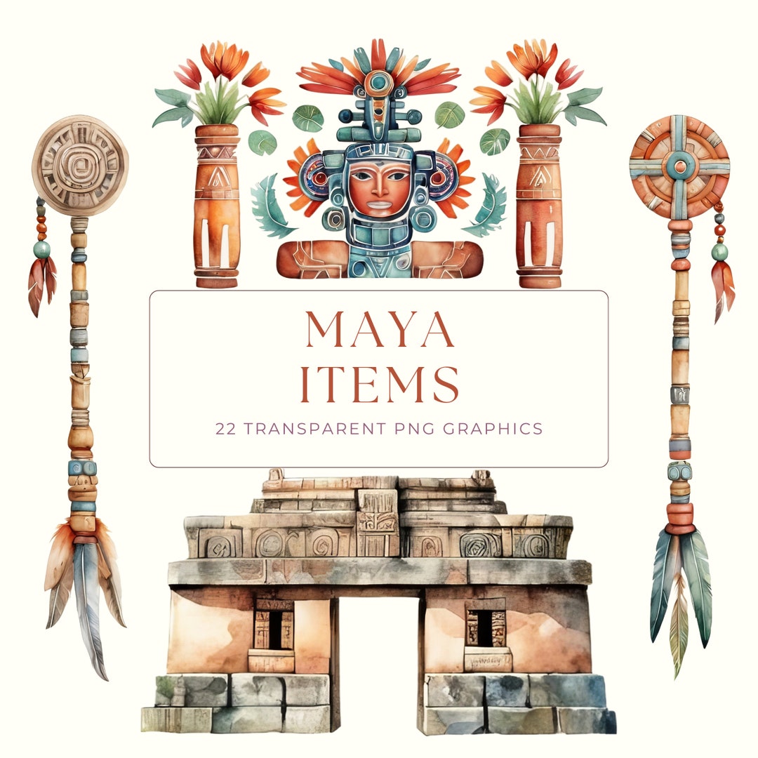 Maya Temple Clipart Set, Aztec Pyramid Graphics, Ancient Maya Clip Art ...
