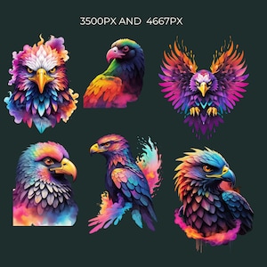 Neon Eagle and Hawk Bird of Prey Clipart PNG, Bold Wildlife Graphics ...