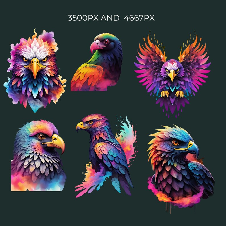Neon Eagle and Hawk Bird of Prey Clipart PNG, Bold Wildlife Graphics ...
