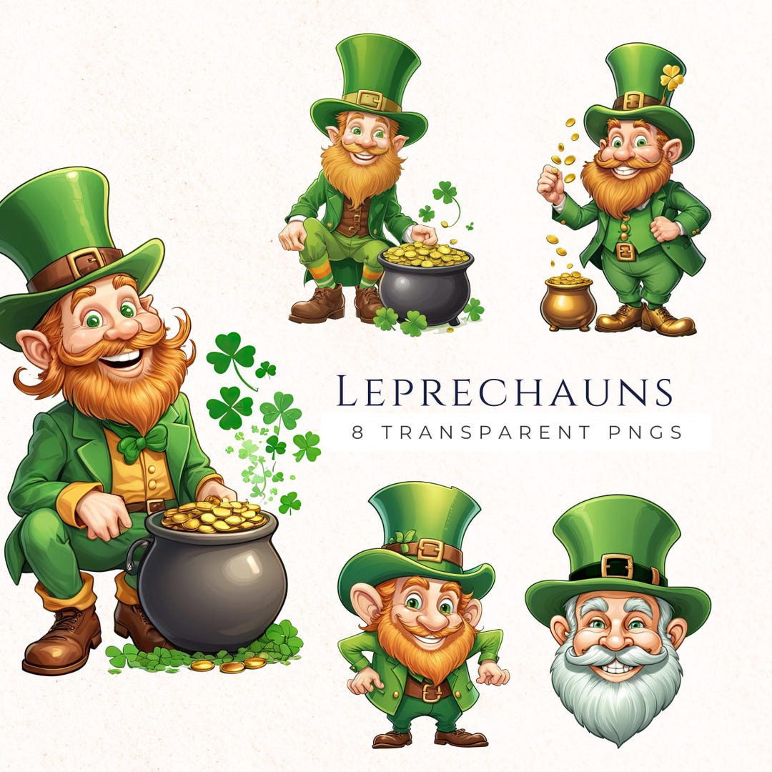 Irish Leprechaun Clipart, St Patty's Day Graphics, Pot of Gold Clipart ...