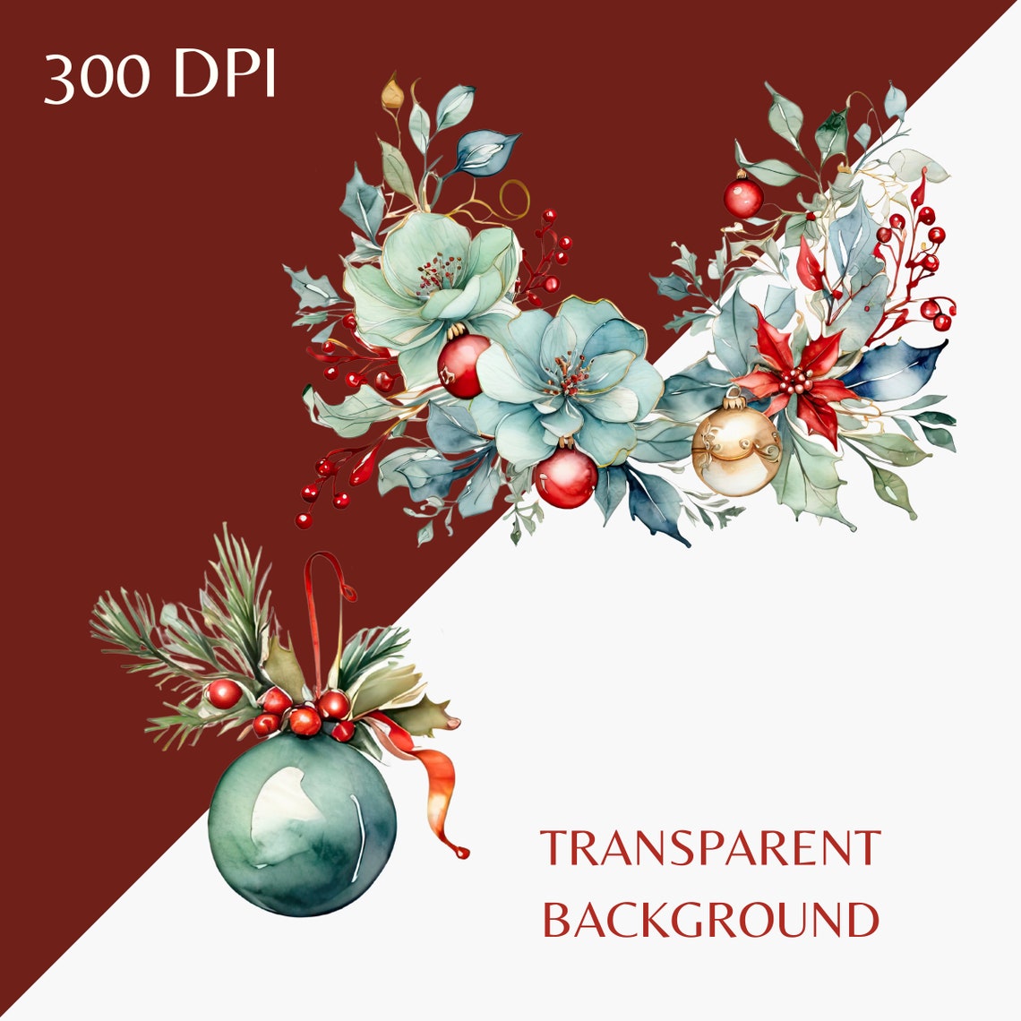 Winter Clipart Set Christmas Ornaments Soft Color Palette - Etsy