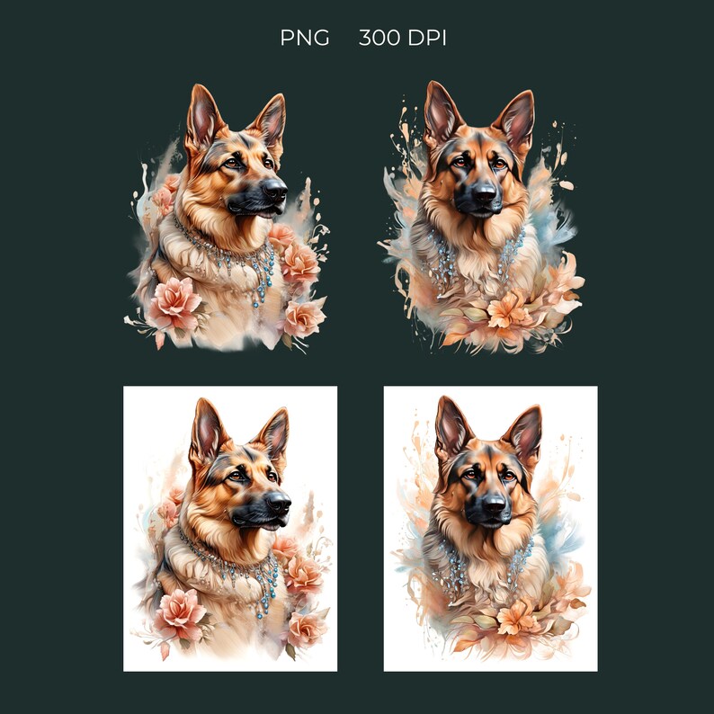Watercolor German Shepherd Clipart, Alsation Dog PNG, Police Dog ...