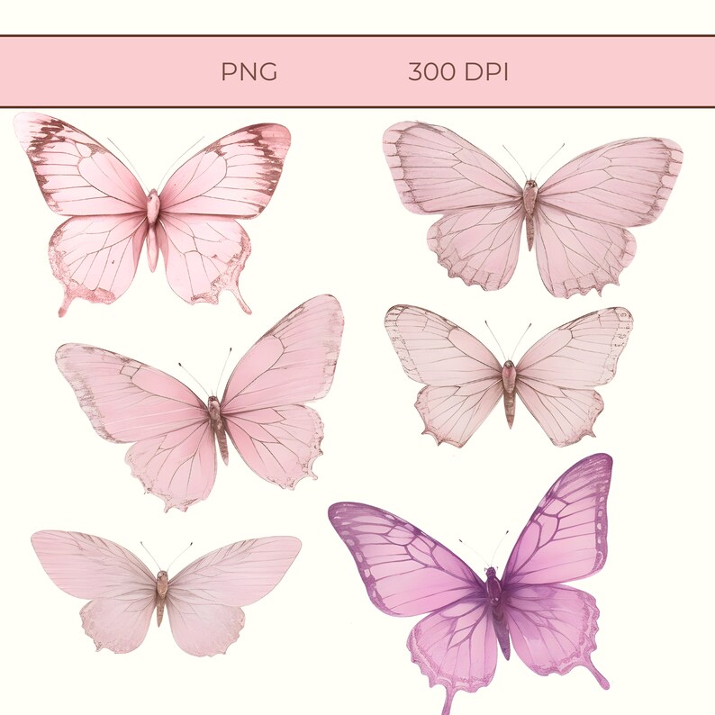 Pink Butterfly Clipart, Beautiful Watercolor Butterflies, Spring ...