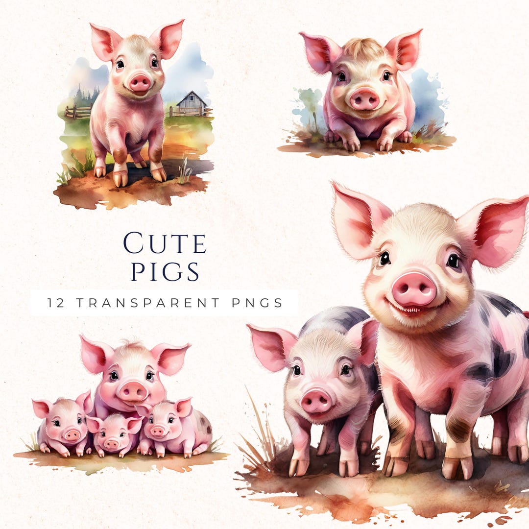 Cute Pig Clipart Farm Animal PNG, Piglet Clip Art, Animal Lovers ...