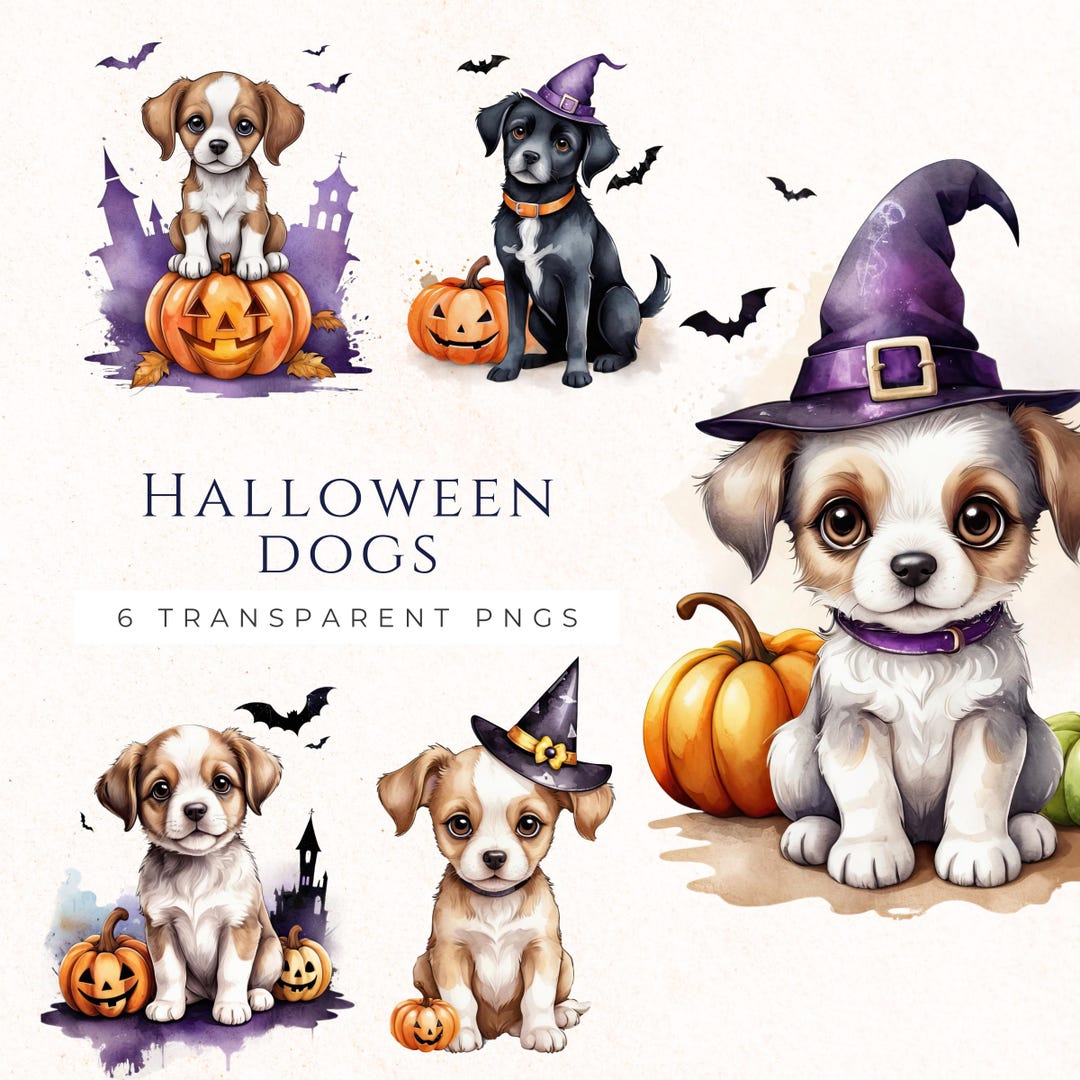 Halloween Dogs Clipart Set, Instant Download PNG, Scrapbook Images ...