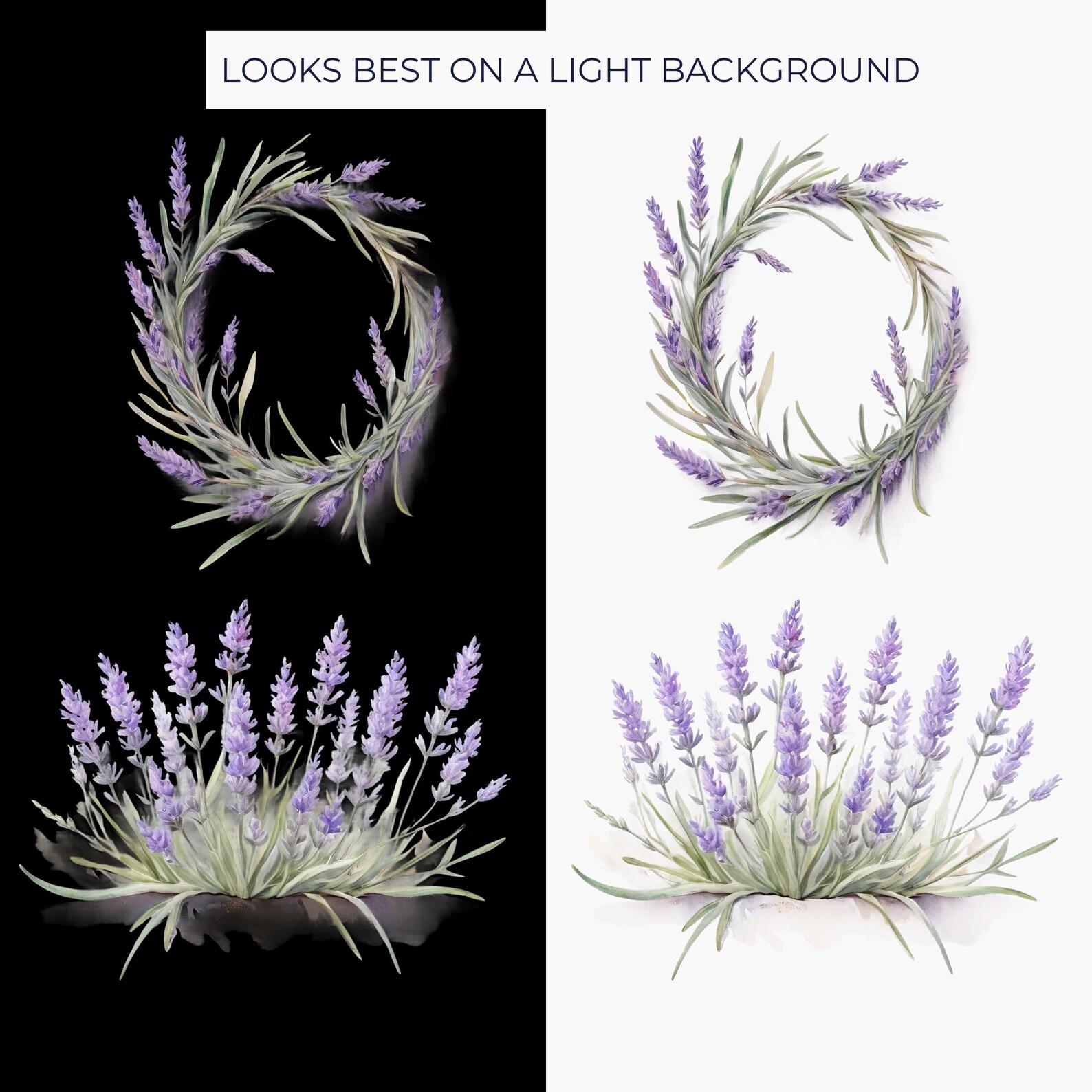 Watercolor Lavender Clipart Set, Purple Floral Graphics, Instant ...