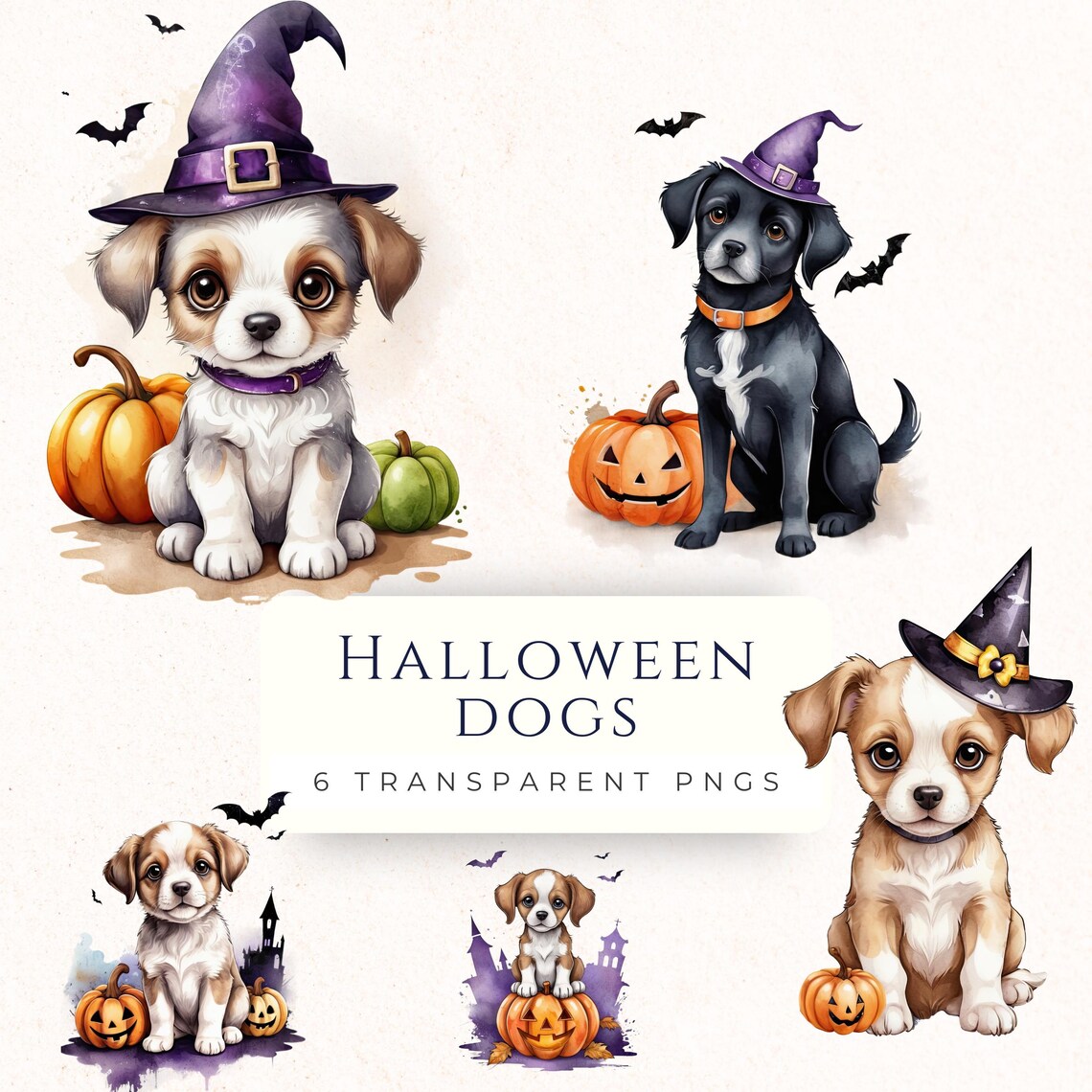 Halloween Dogs Clipart Set, Instant Download PNG, Scrapbook Images ...