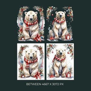 Christmas Bear Clipart Bundle, Watercolor Animal PNG, Holiday Decor ...