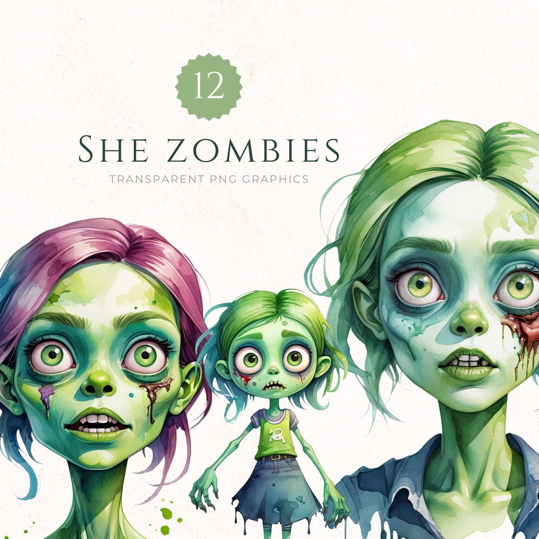 Zombie Girl Clipart Instant Download Png Halloween Party Decorations