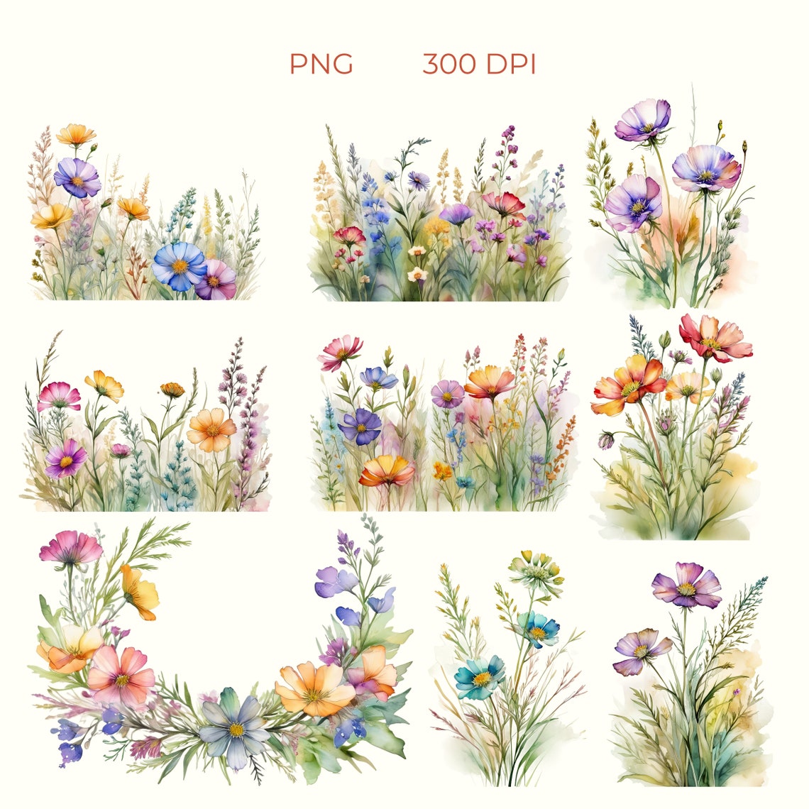 Wildflower Meadow Clipart PNG, Color Splash Flowers, Floral Images for ...