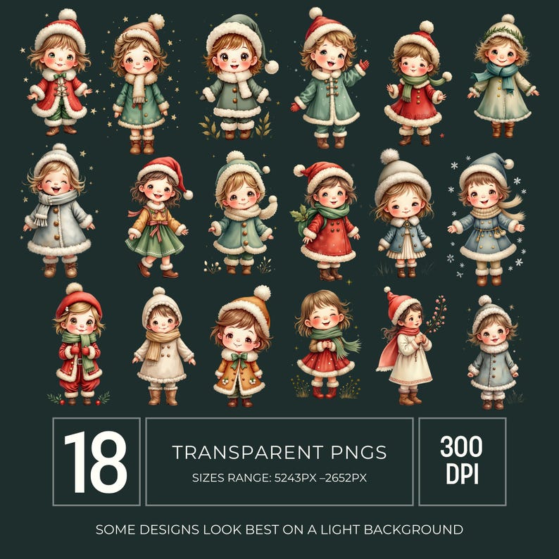 Cute Winter Girl Clipart, Instant Download Pngs, Scrapbook Graphics ...