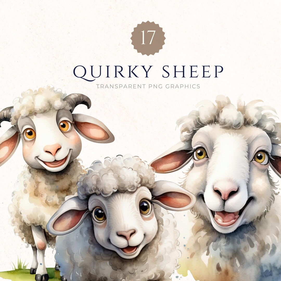 Quirky Sheep Clipart Digital Download, Farm Animal Graphics, Cardmaking ...