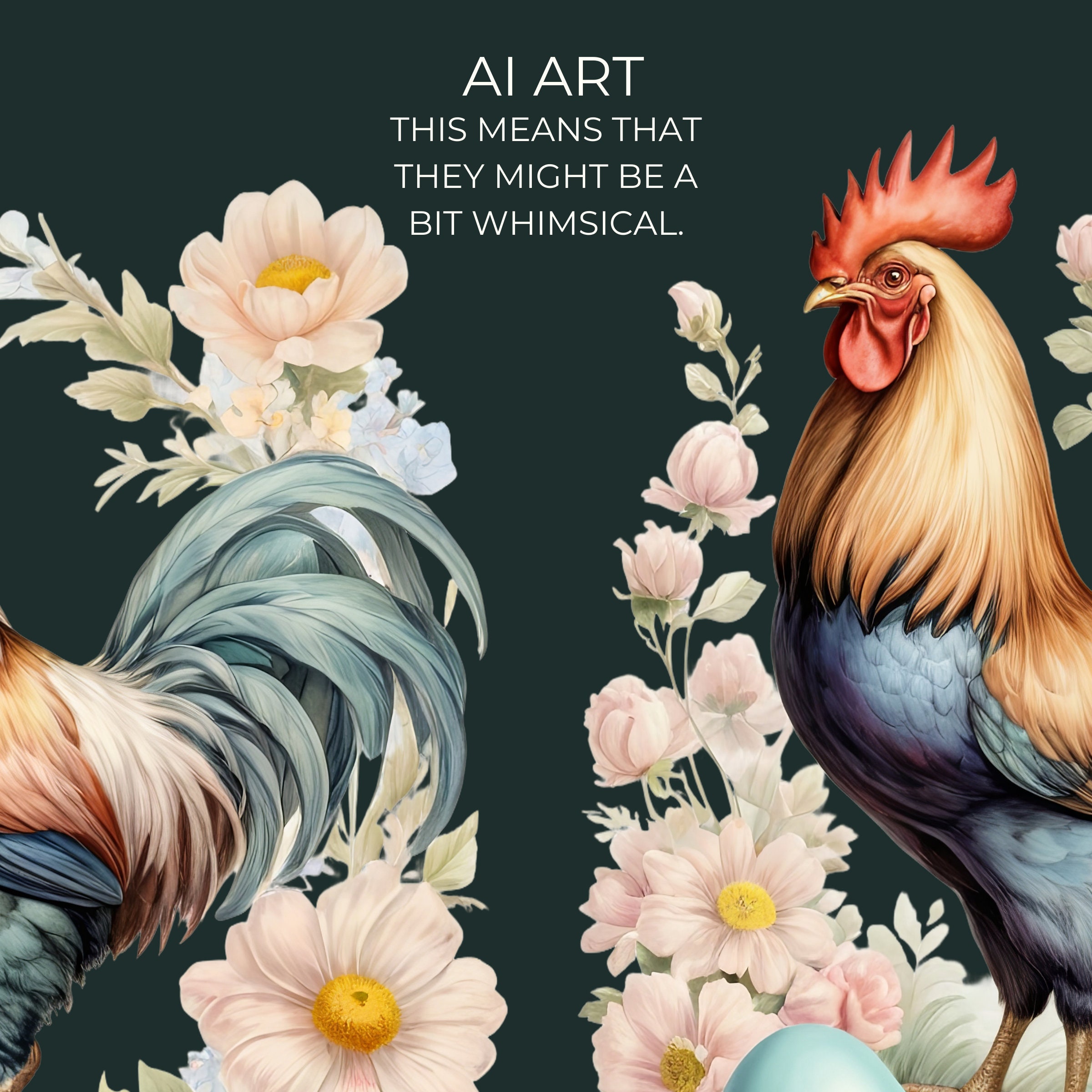 Vintage Easter Rooster Clipart, Spring PNG Files, Easter Decoration ...