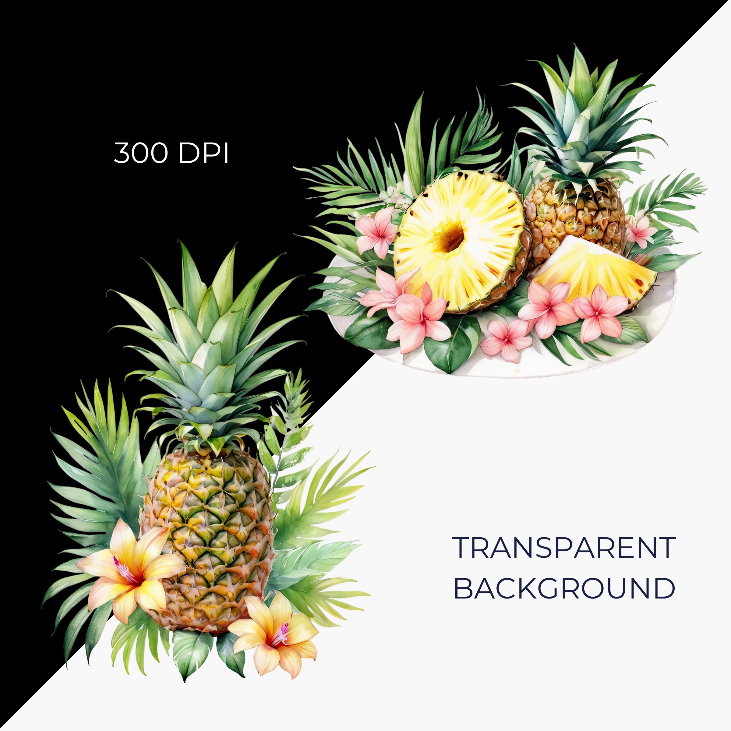 Colorful Pineapple Clipart, Tropical Clip Art, Fruit PNG, Summer Vibes ...