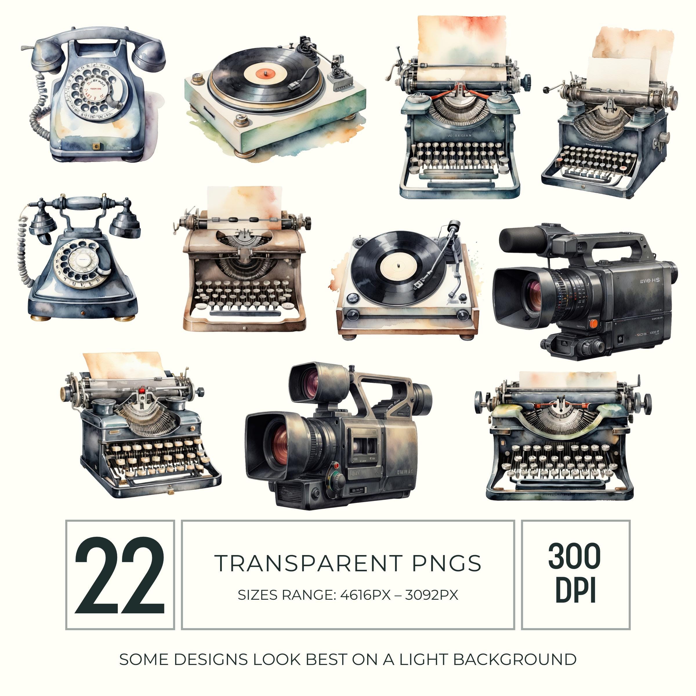 Vintage Technology Clipart Set, Retro Telephones Graphics, Nostalgic ...
