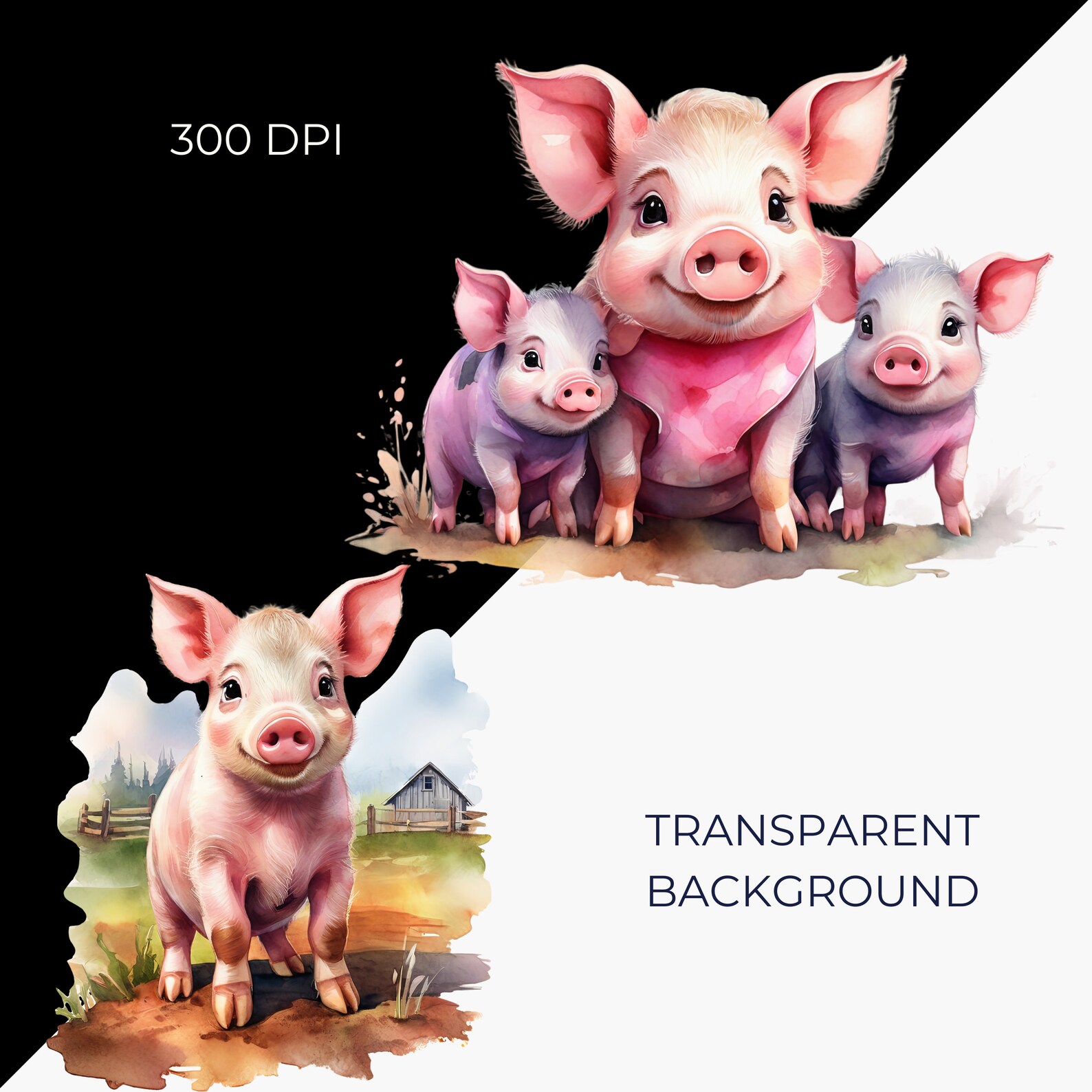 Cute Pig Clipart Farm Animal PNG, Piglet Clip Art, Animal Lovers ...