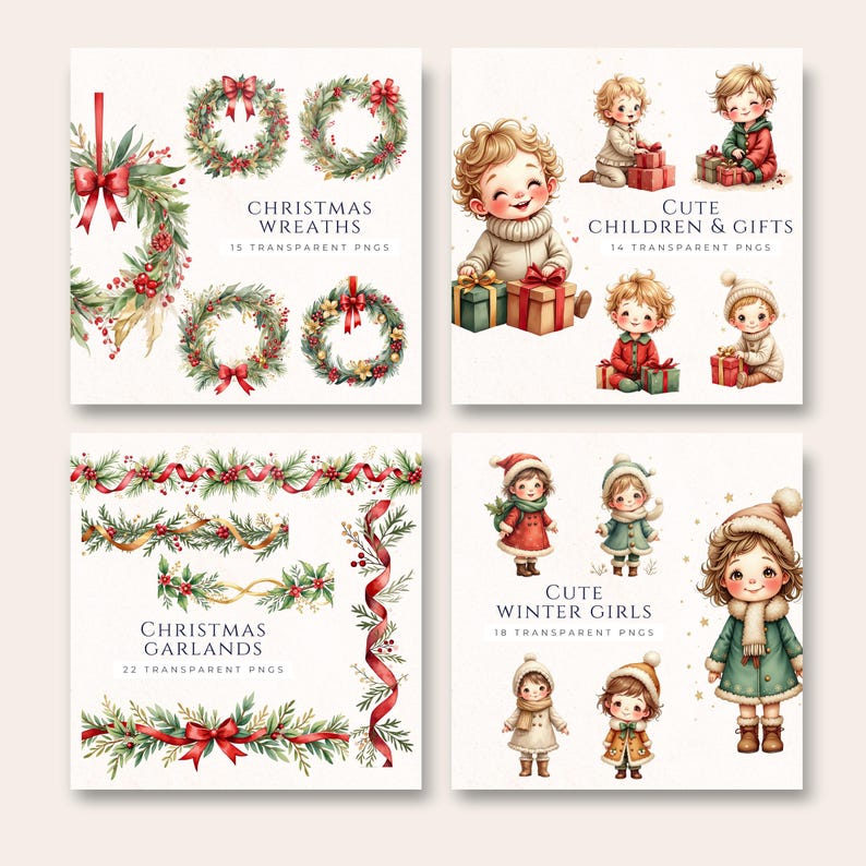 Mixed Clipart Value Bundle, Halloween and Christmas Graphics, Cute ...