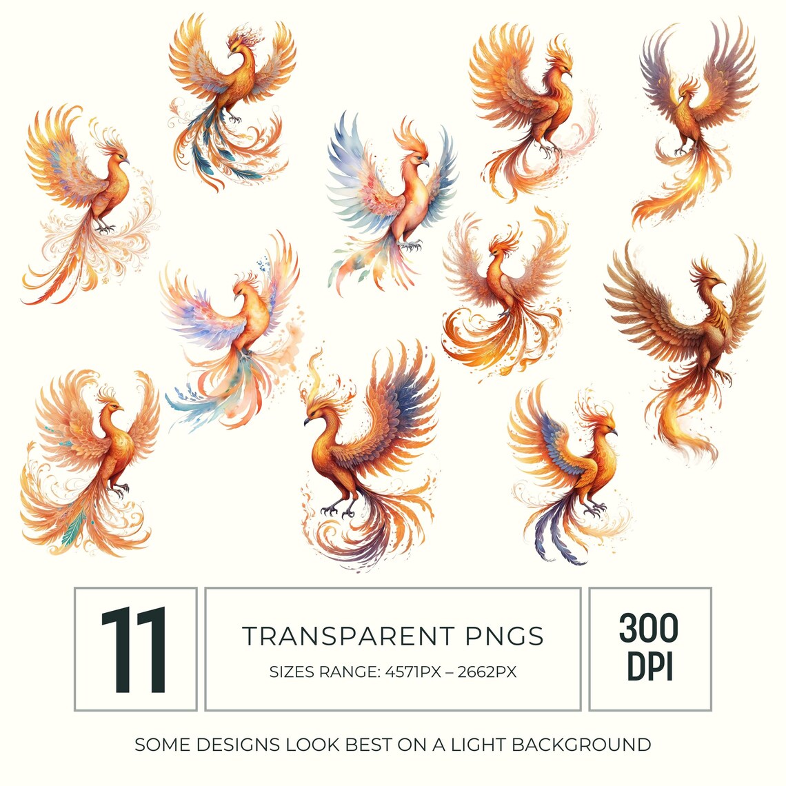 Mythical Phoenix Clipart PNG, Fantasy Bird Graphics for Scrapbooking ...
