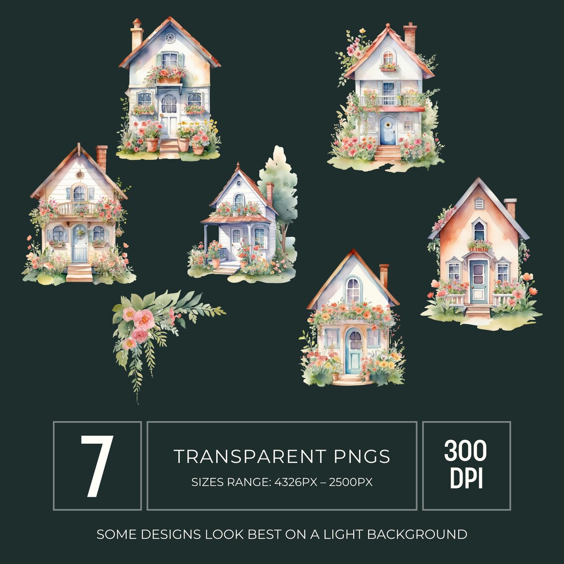 Cute Cottage Core Playhouse Clipart, Watercolor Digital Download ...