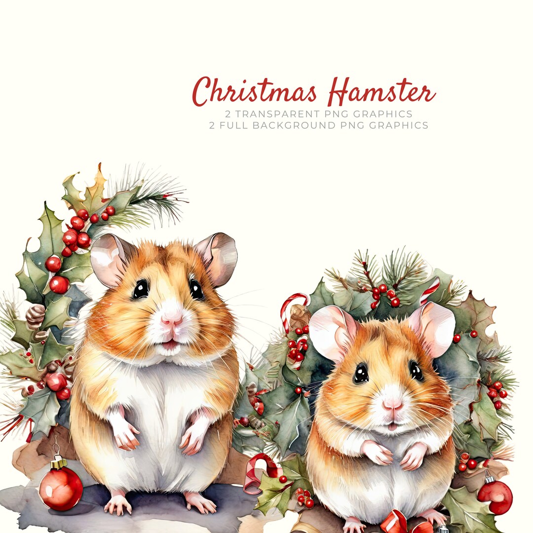 Christmas Hamster Clipart Set, Scrapbook Graphics, Cardmaking Supply ...