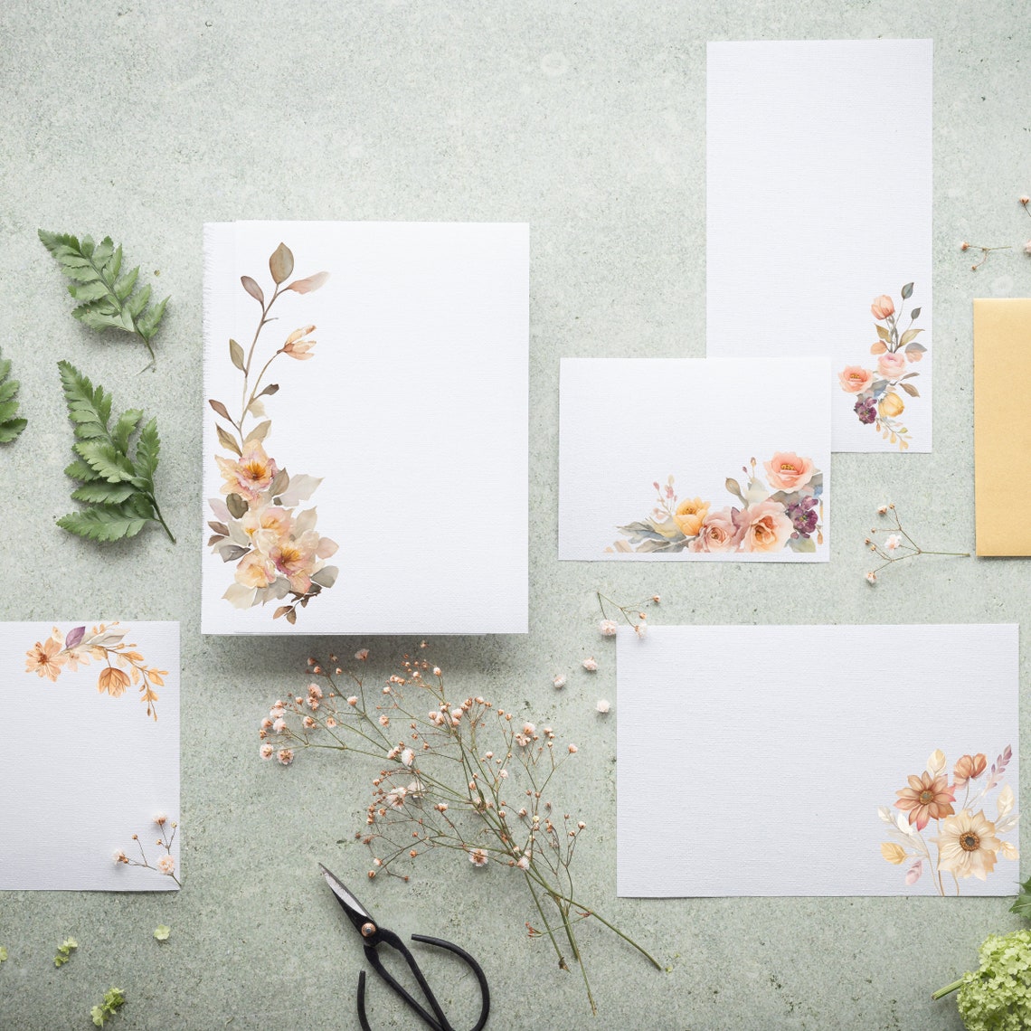 Soft Autumn Flower Clipart, Pale Watercolor Florals, Boho Fall Clip Art ...