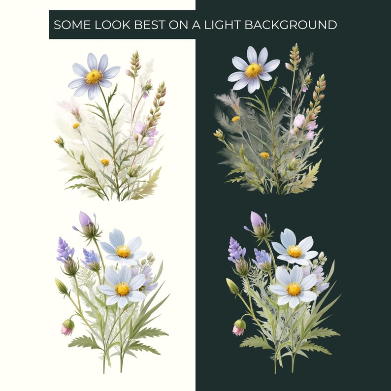 Wildflower Clipart Set, Instant Download Images, Scrapbooking Supplies ...