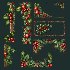 Mistletoe Border Christmas Clipart PNG, Festive Holiday Graphics for ...