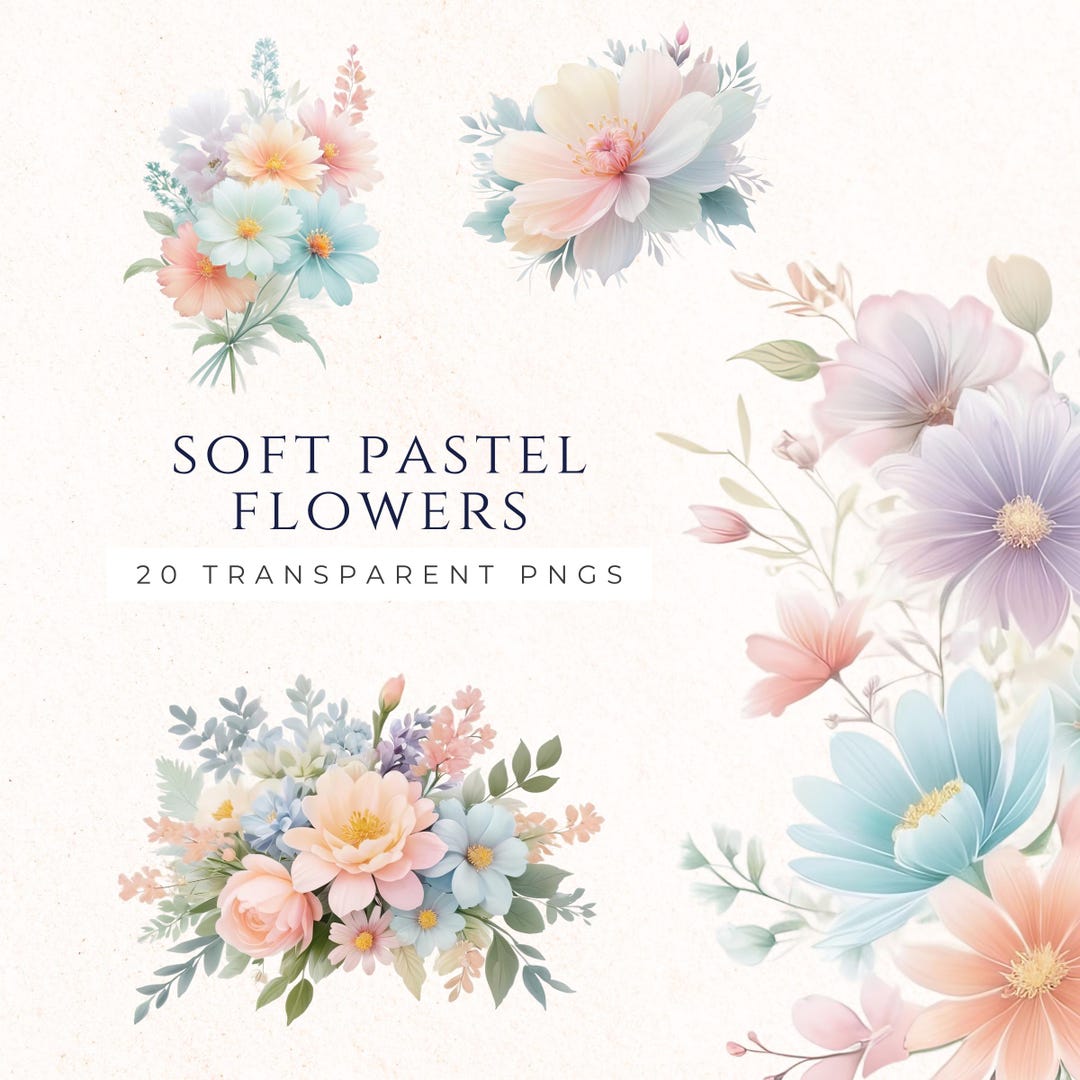 Pastel Flowers PNG Clipart, Soft Pastel Colors, Scrapbooking Floral ...