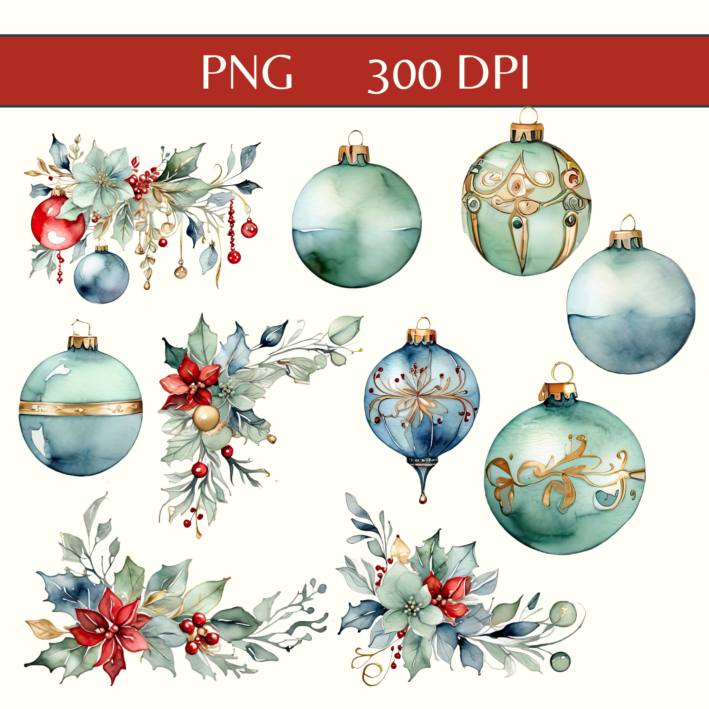 Winter Clipart Set Christmas Ornaments Soft Color Palette - Etsy