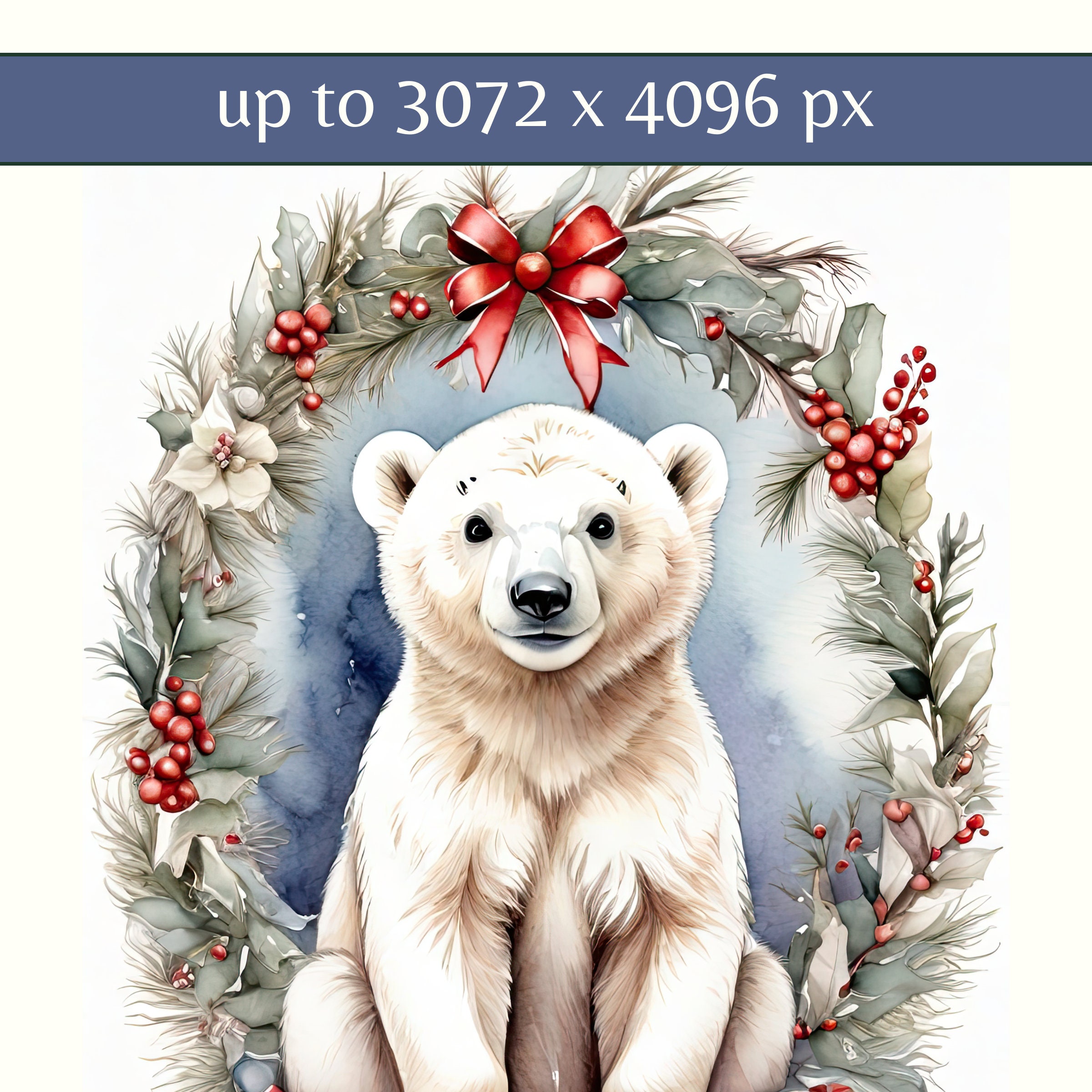 Christmas Bear Clipart Bundle, Watercolor Bear, White Background PNG ...