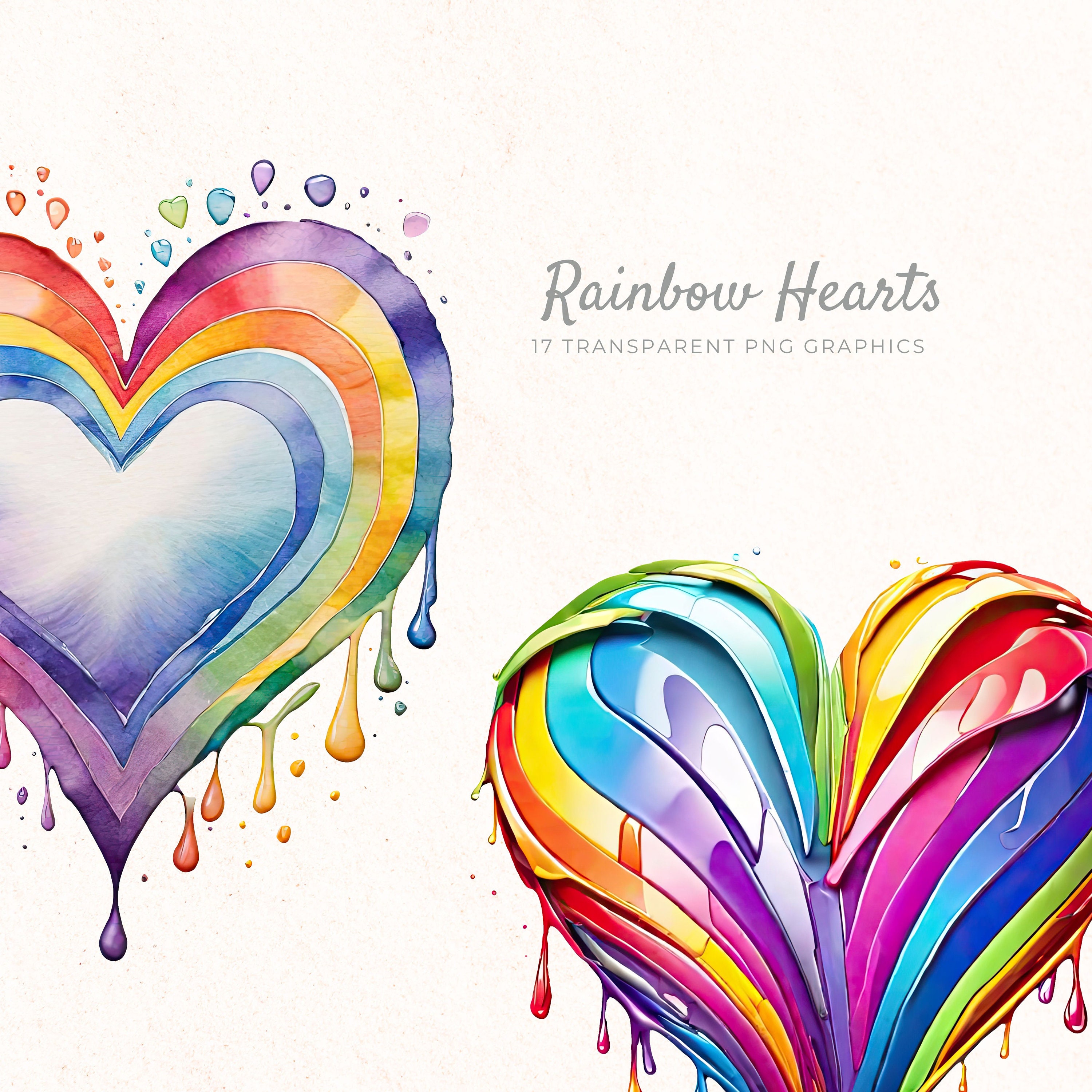 Printable Rainbow Heart Clip Art, LGBT Pride Decor, Valentine's Day ...