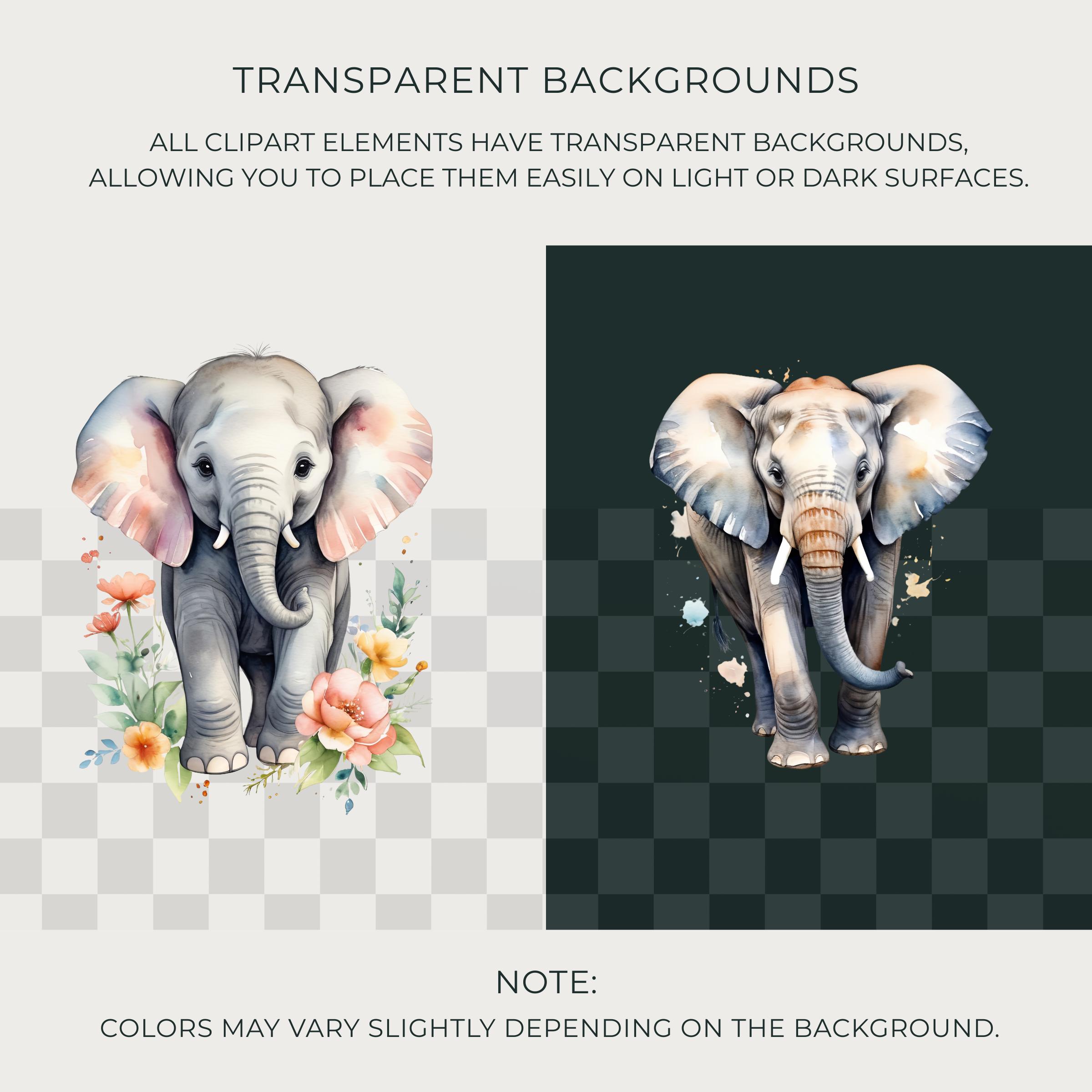 Elephant and Baby Watercolor Clipart PNG, Safari Animal Graphics for ...