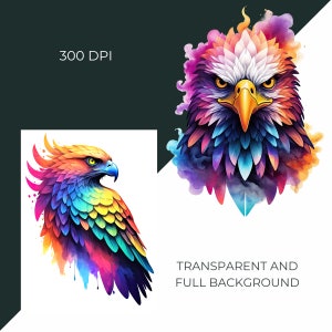 Neon Eagle and Hawk Bird of Prey Clipart PNG, Bold Wildlife Graphics ...