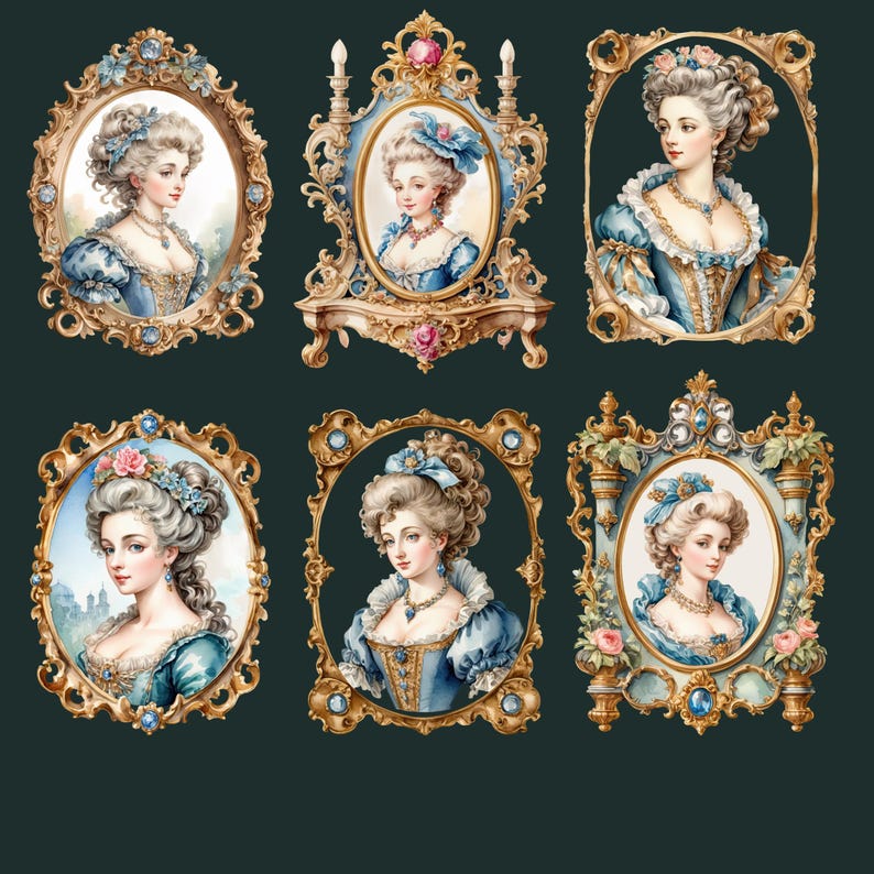 Rococo Lady Clipart Digital Download, Marie Antoinette Graphics ...