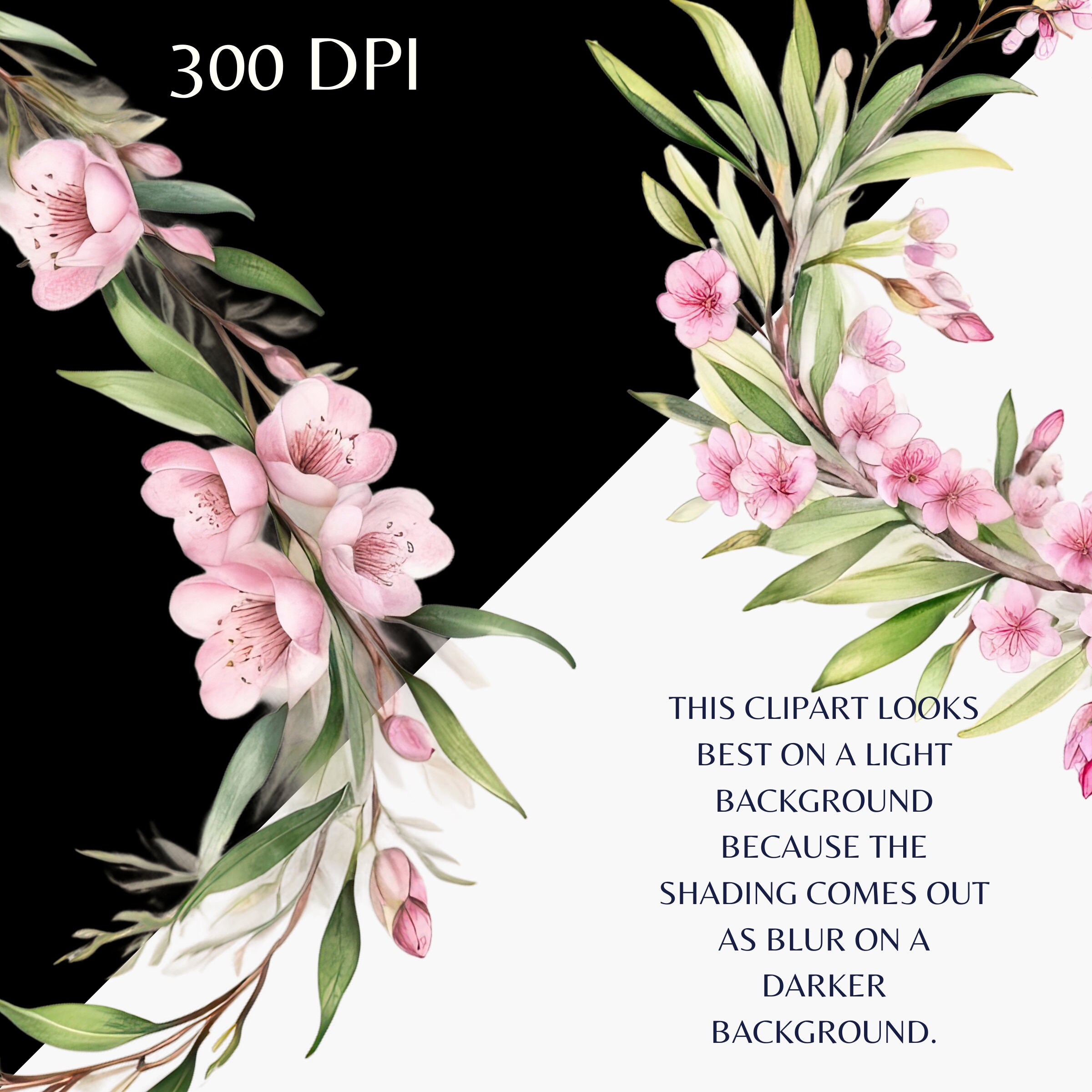 Pink Flower Vines Clipart, Instant Download PNG, Spring Decorations ...