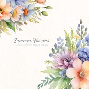 Watercolor Flower Bouquet Clipart Set, Floral PNG Files, Paper Craft ...