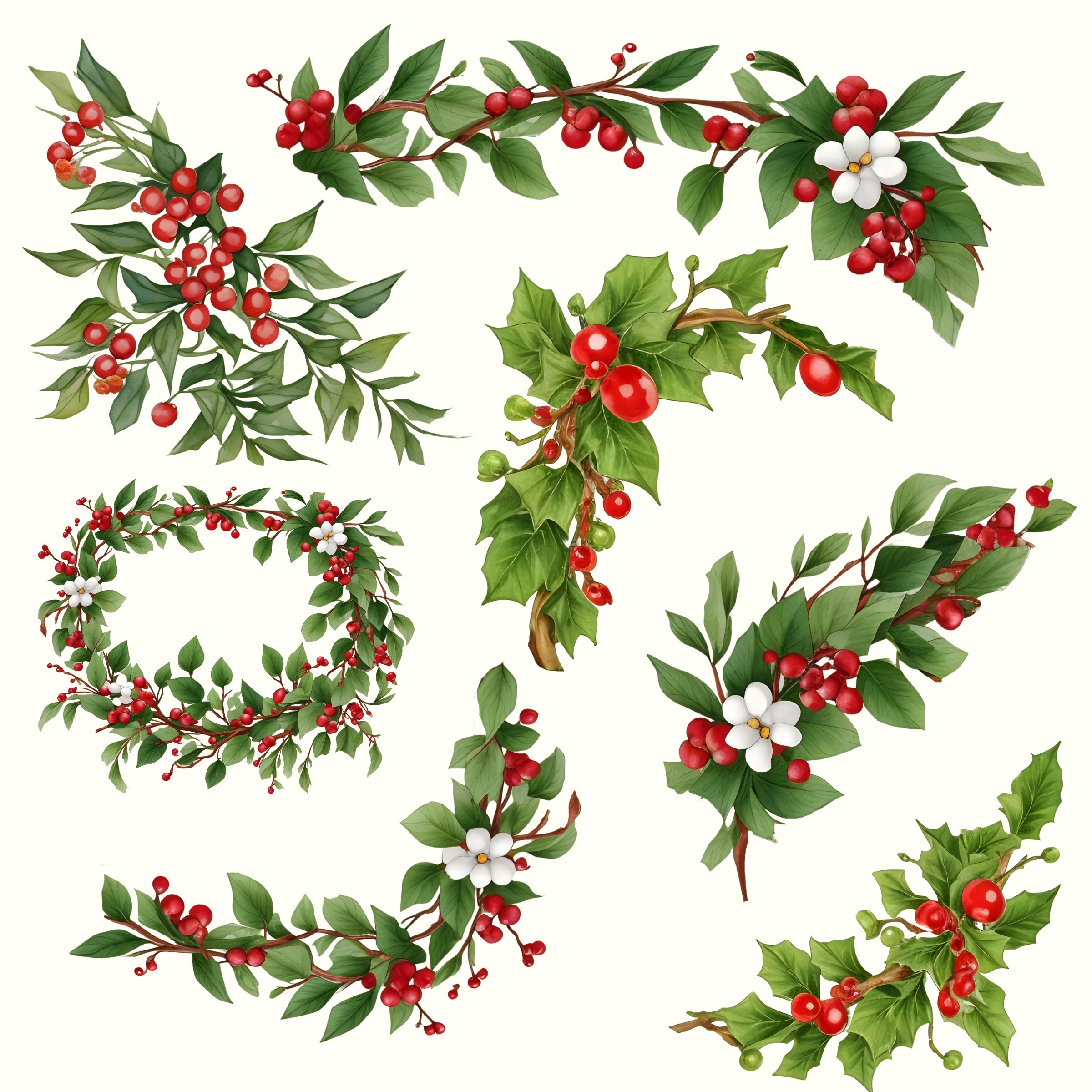 Winter Berry Clipart, Christmas Decorative Red Berries, Festive Holiday ...