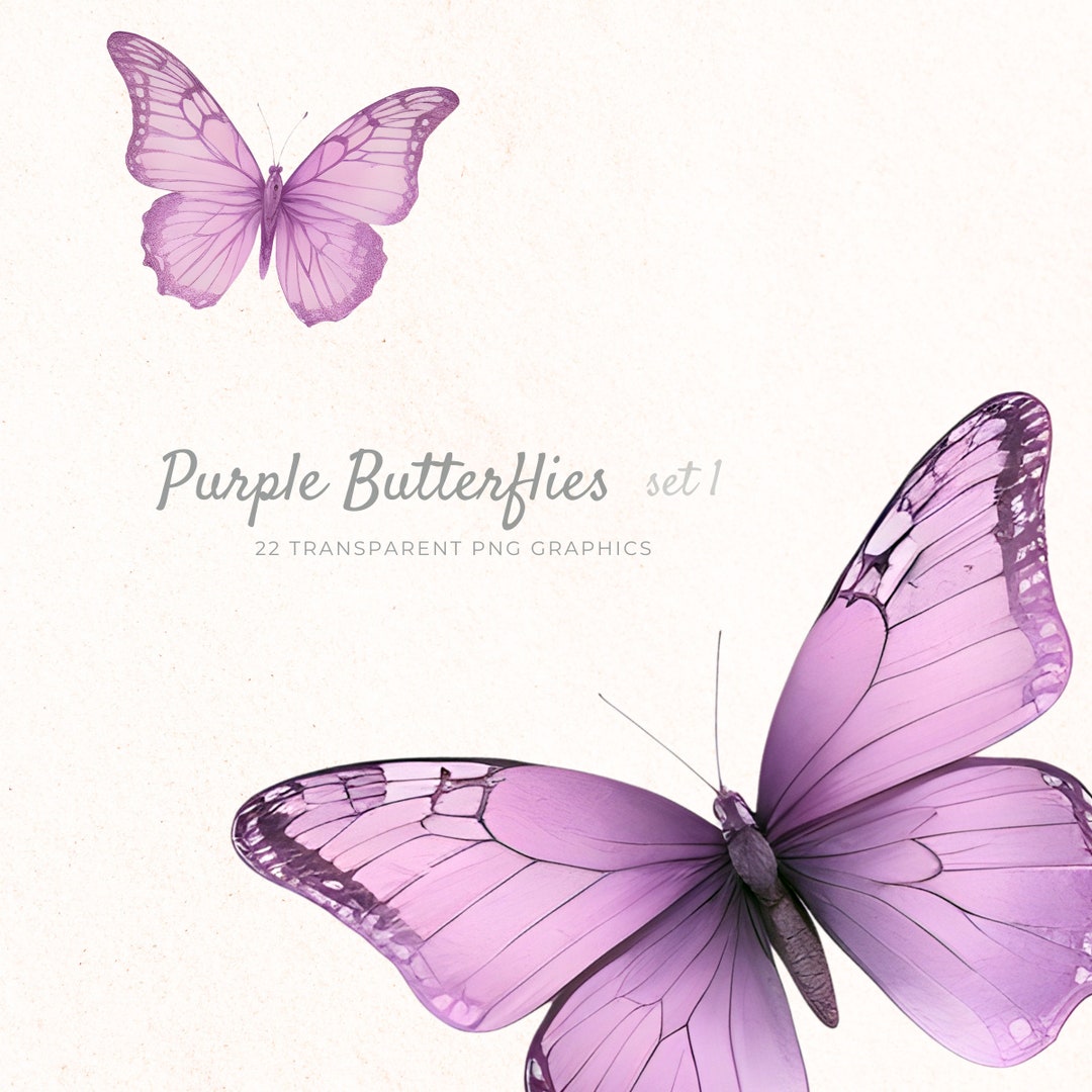 Purple Butterfly Decoration Clipart, Purple Butterflies PNG, Instant ...