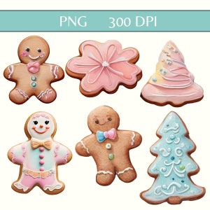 Pastel Gingerbread Clipart, Christmas Decor, Instant Download PNG ...