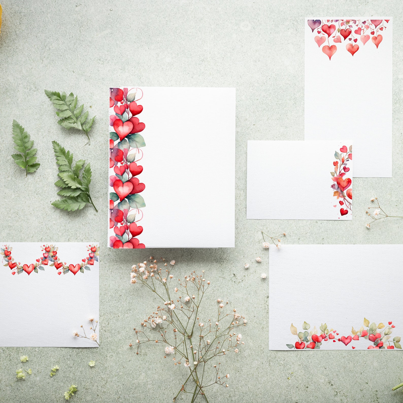 Heart Border Clipart, Watercolor Hearts PNG, Valentines Day Clip Art ...